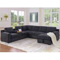 Latitude Run® Niyona U Shaped Sleeper Sectional Modular Sofa Bed With Storage Chaise & Reviews ...